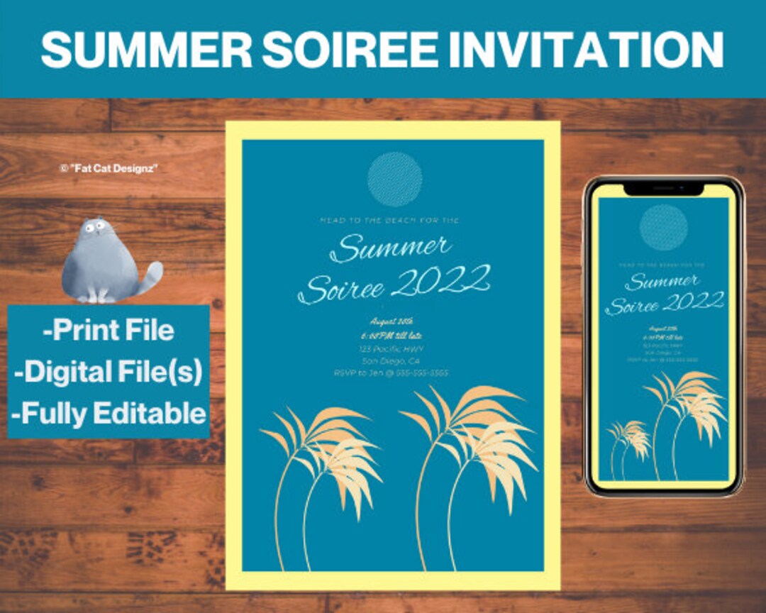 Minimalist Summer Soiree Party Templates - Instant Download Printable ...