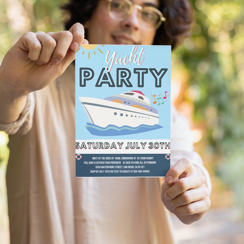 Yacht Party Invitation Template, Boat Party Invitation Template, Yacht ...
