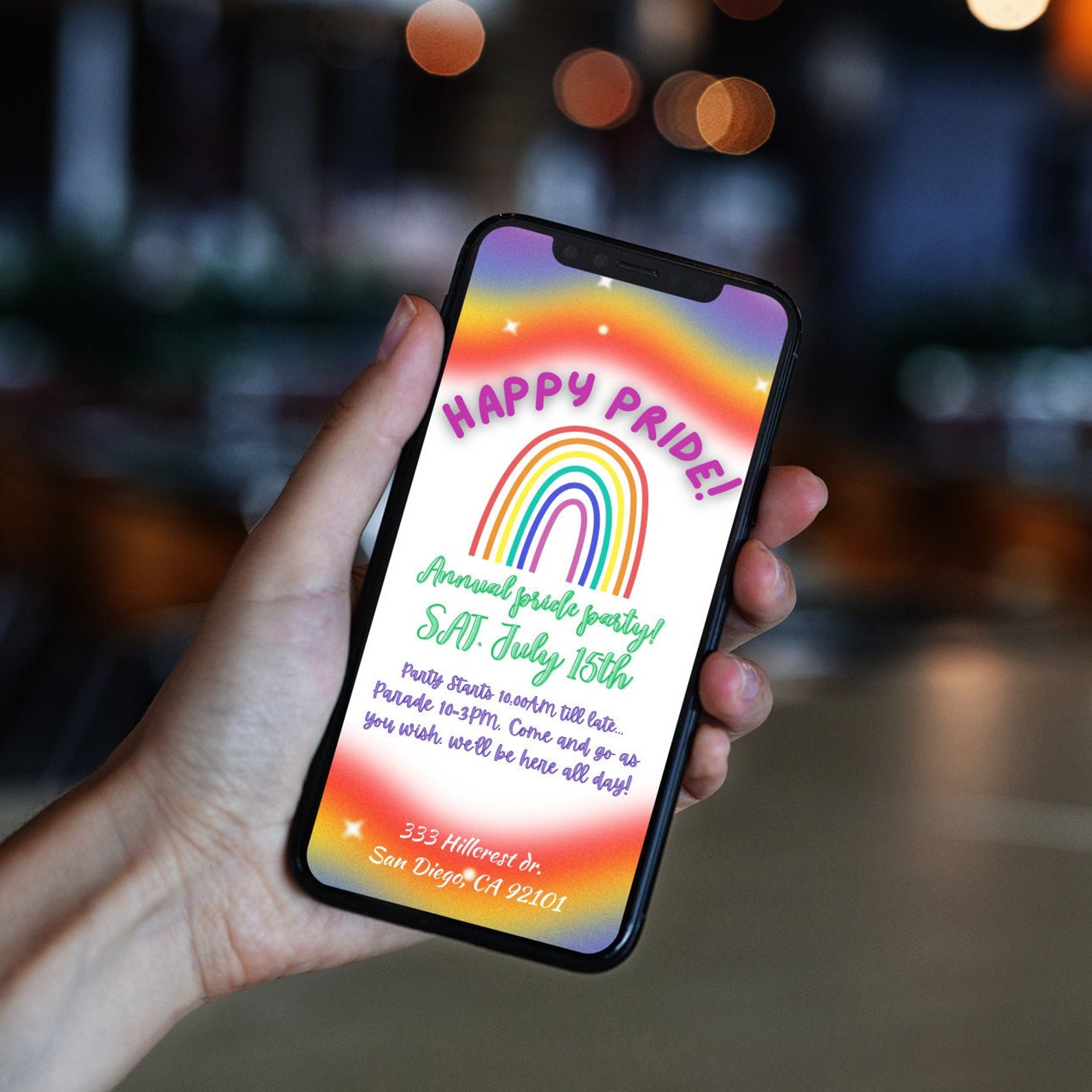 Rainbow Pride Invite, LGBTQ, Party Invite, Pride, Rainbow Invitation ...