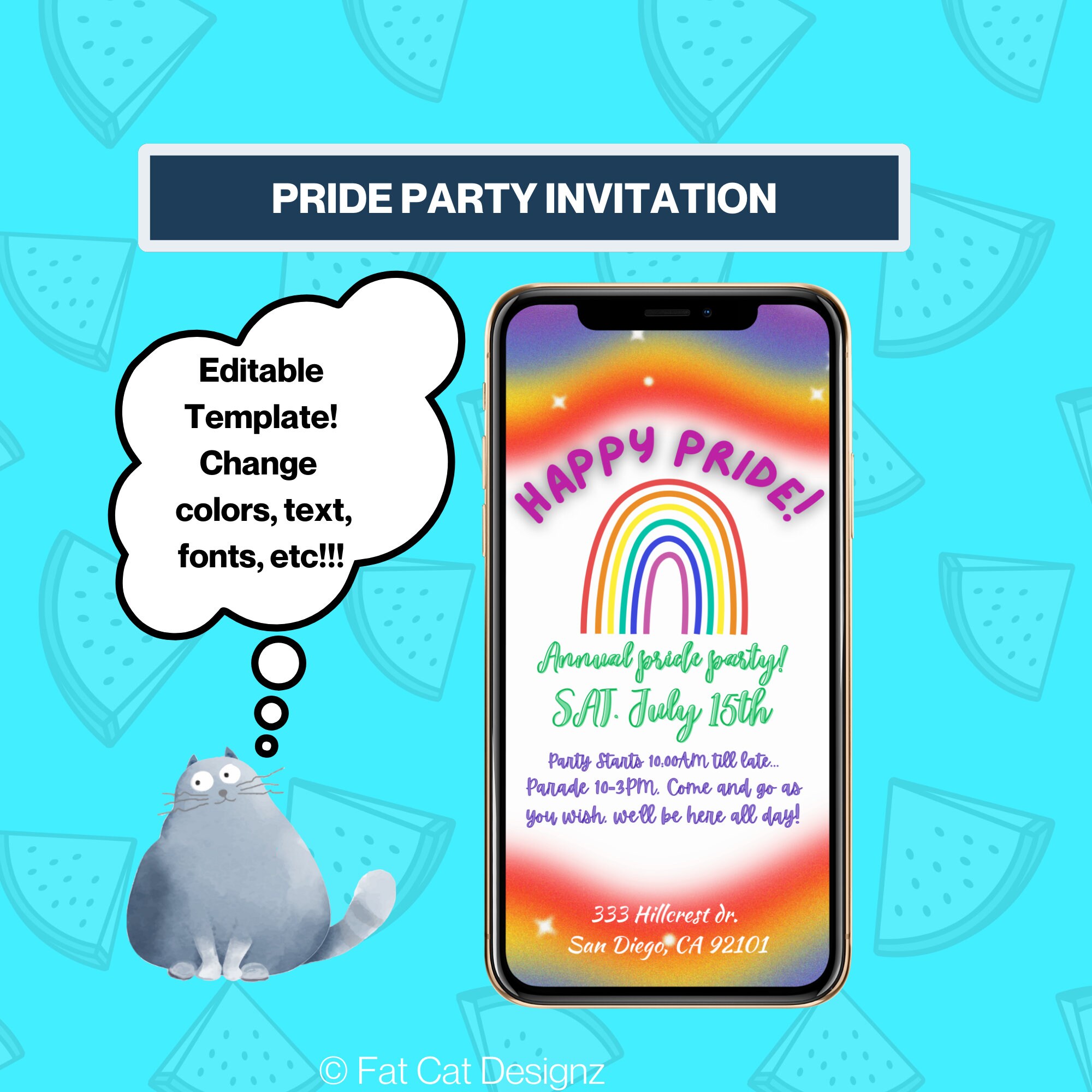 Pride Party Invitation, LGBTQ, Party Invite, Pride, Rainbow, Invitation ...