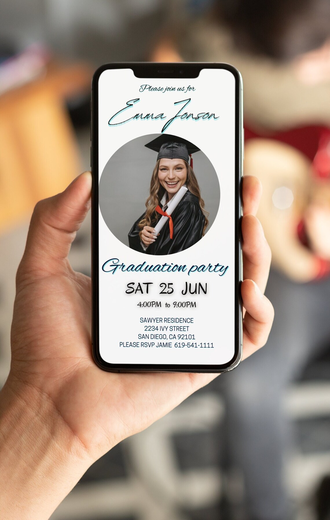 Blue Graduation Invitation Template, Graduation Announcement ...