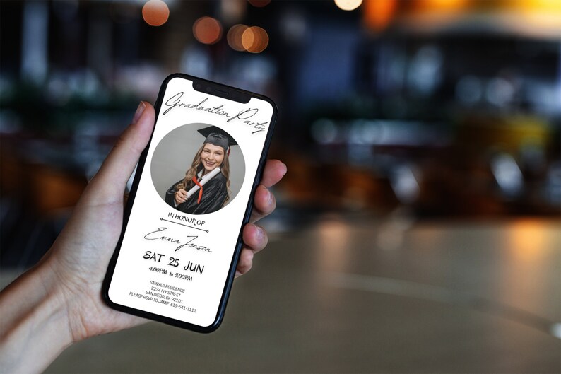 Electronic Graduation Invitation Template, Graduation Announcement ...