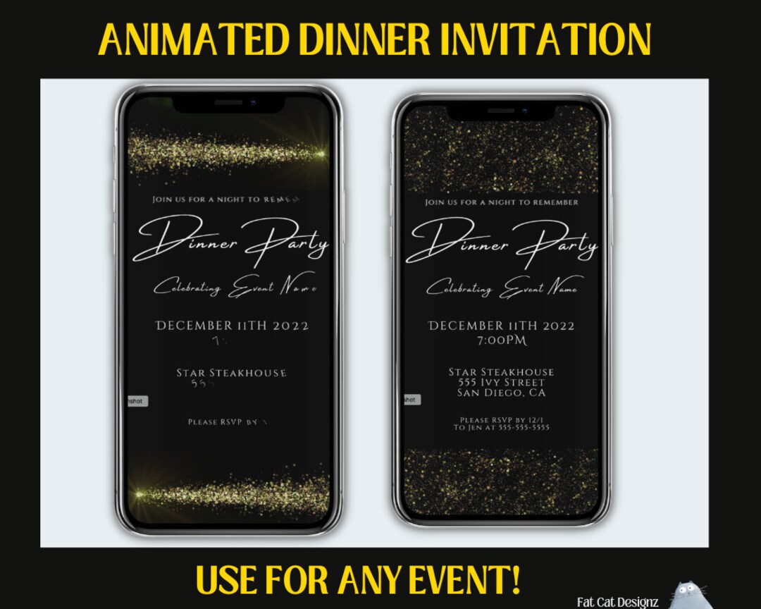 Shooting Star Animated Dinner Invitation, Dinner Invitation, Elegant ...