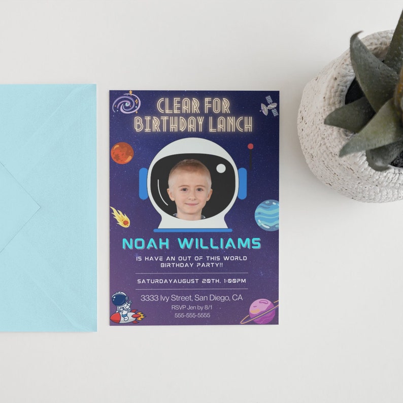 Astronaut Birthday, Space Invitation, Instant Download Editable ...