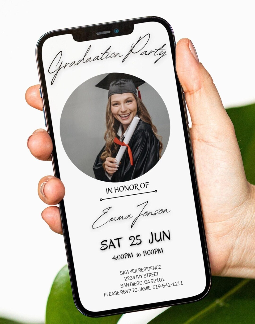 Electronic Graduation Invitation Template, Graduation Announcement ...