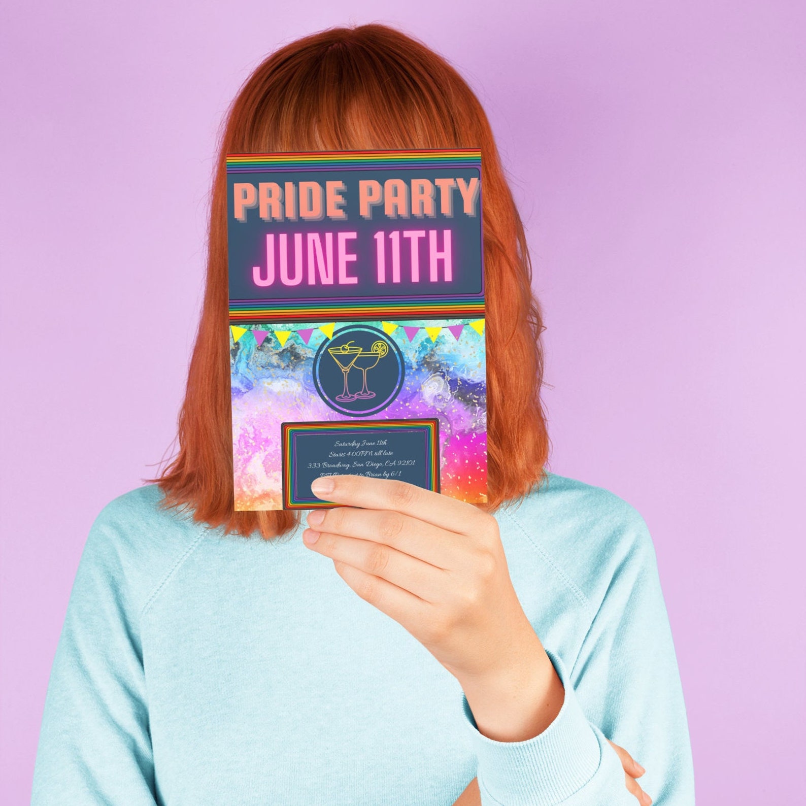 Pride Party Invitation, LGBTQ Party Invite, Pride, Rainbow, Invitation ...