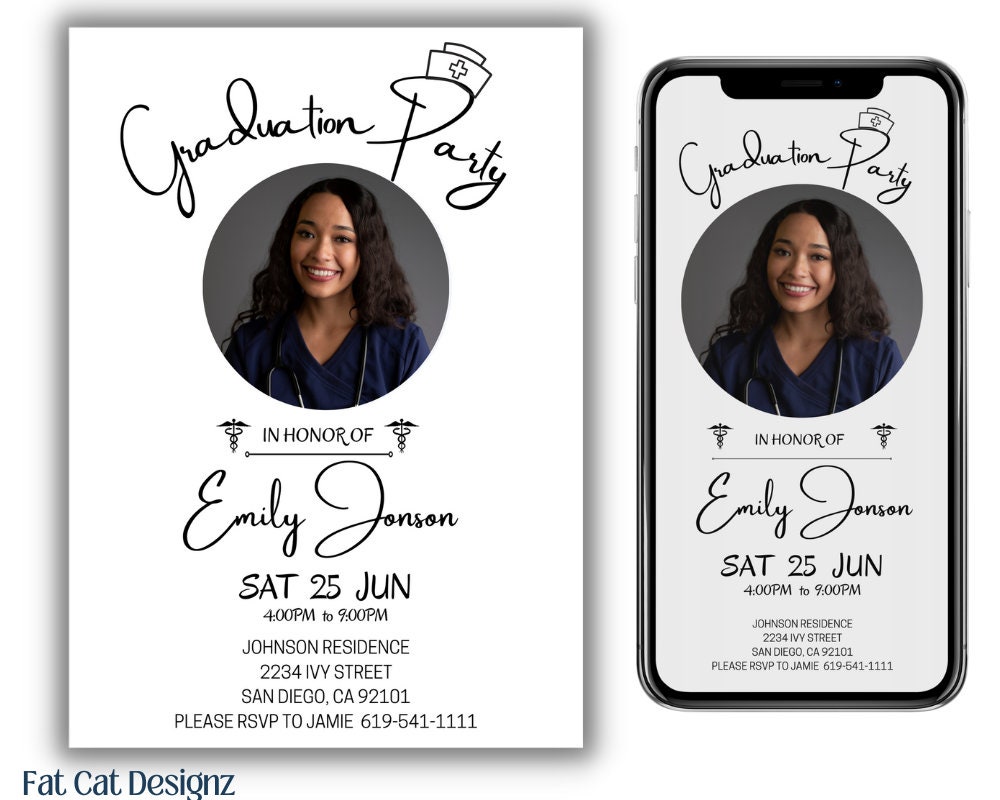 Nursing Graduation Party Invitation, Electronic Nursing Graduation ...
