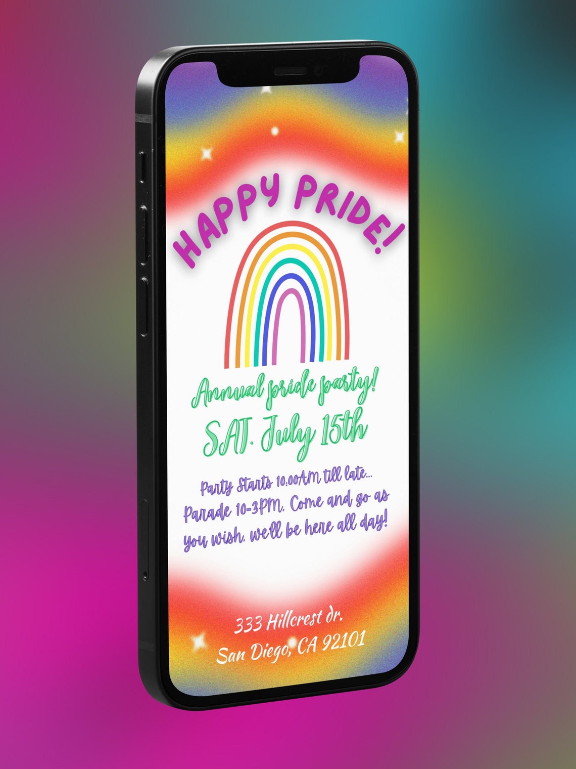 Pride Party Invitation, LGBTQ, Party Invite, Pride, Rainbow, Invitation ...