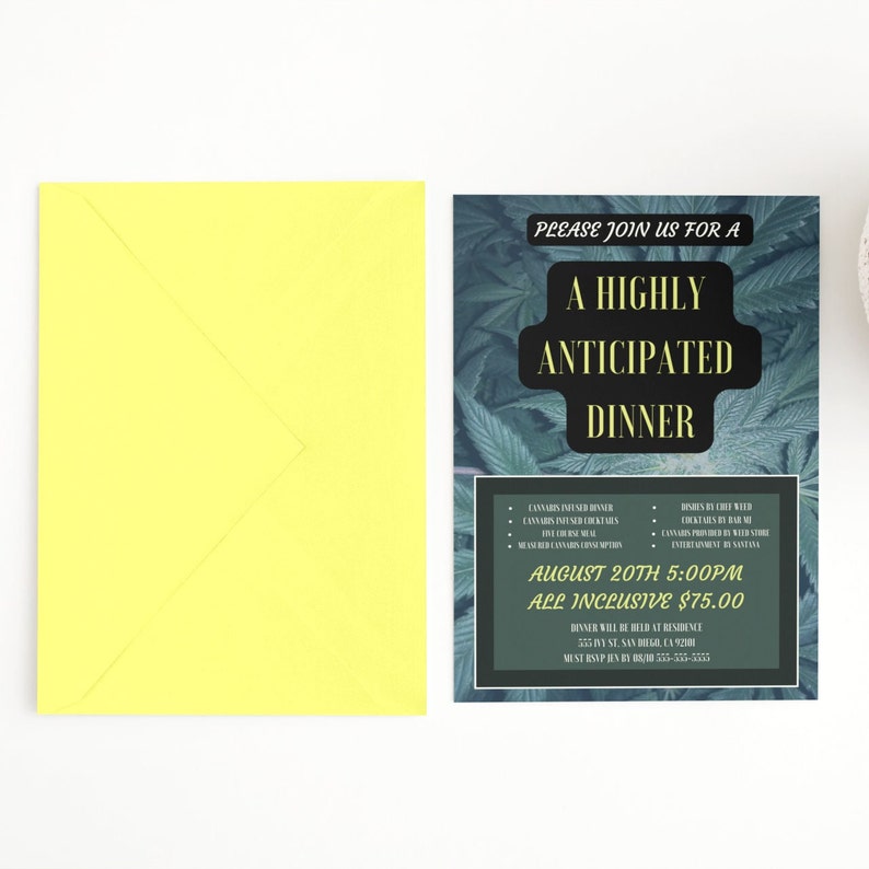 Cannabis Invitation, Weed Invitation, Marijuana Invitation, Dinner ...