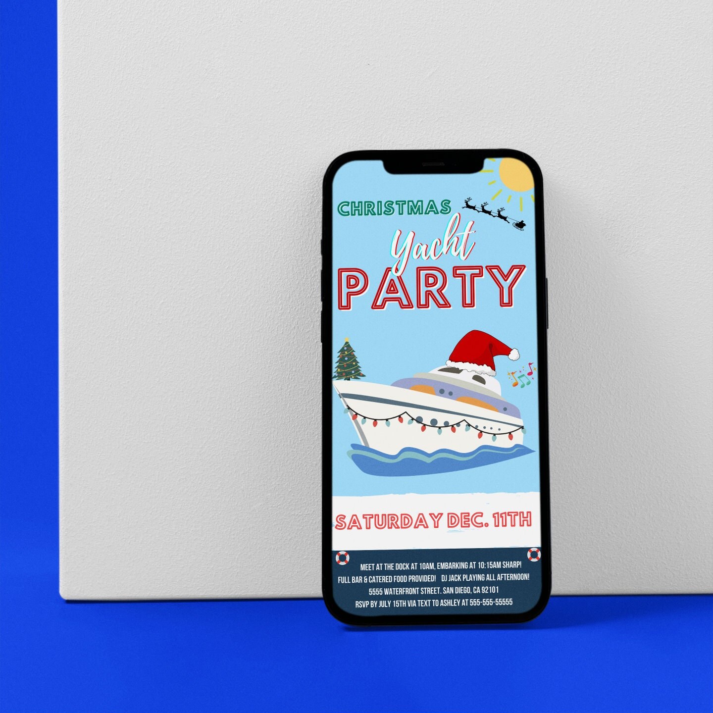Christmas Boat Parade Invitation Template, Christmas Boat Party ...