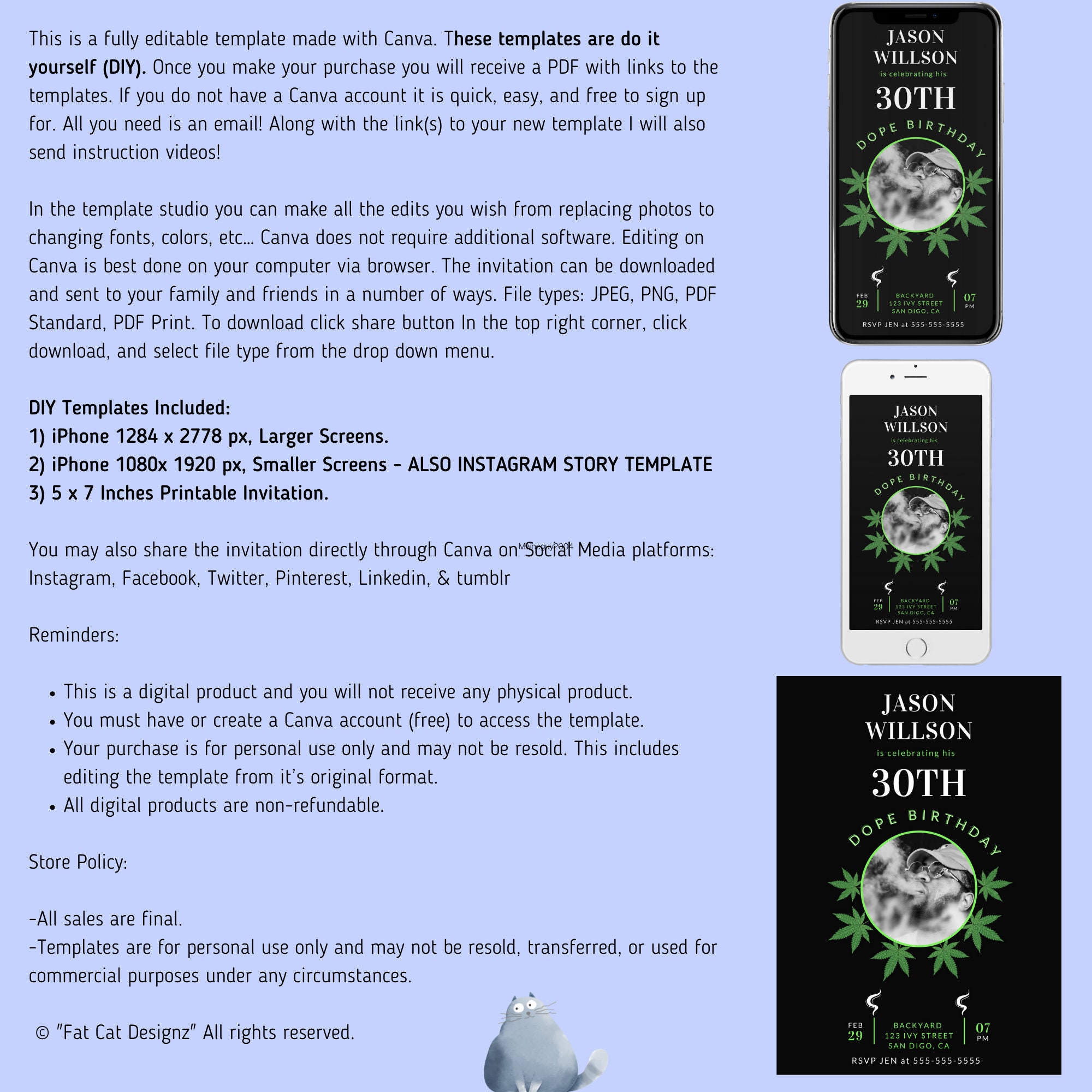 Weed Birthday Invitation, Marijuana Invitation, Birthday Invitation ...