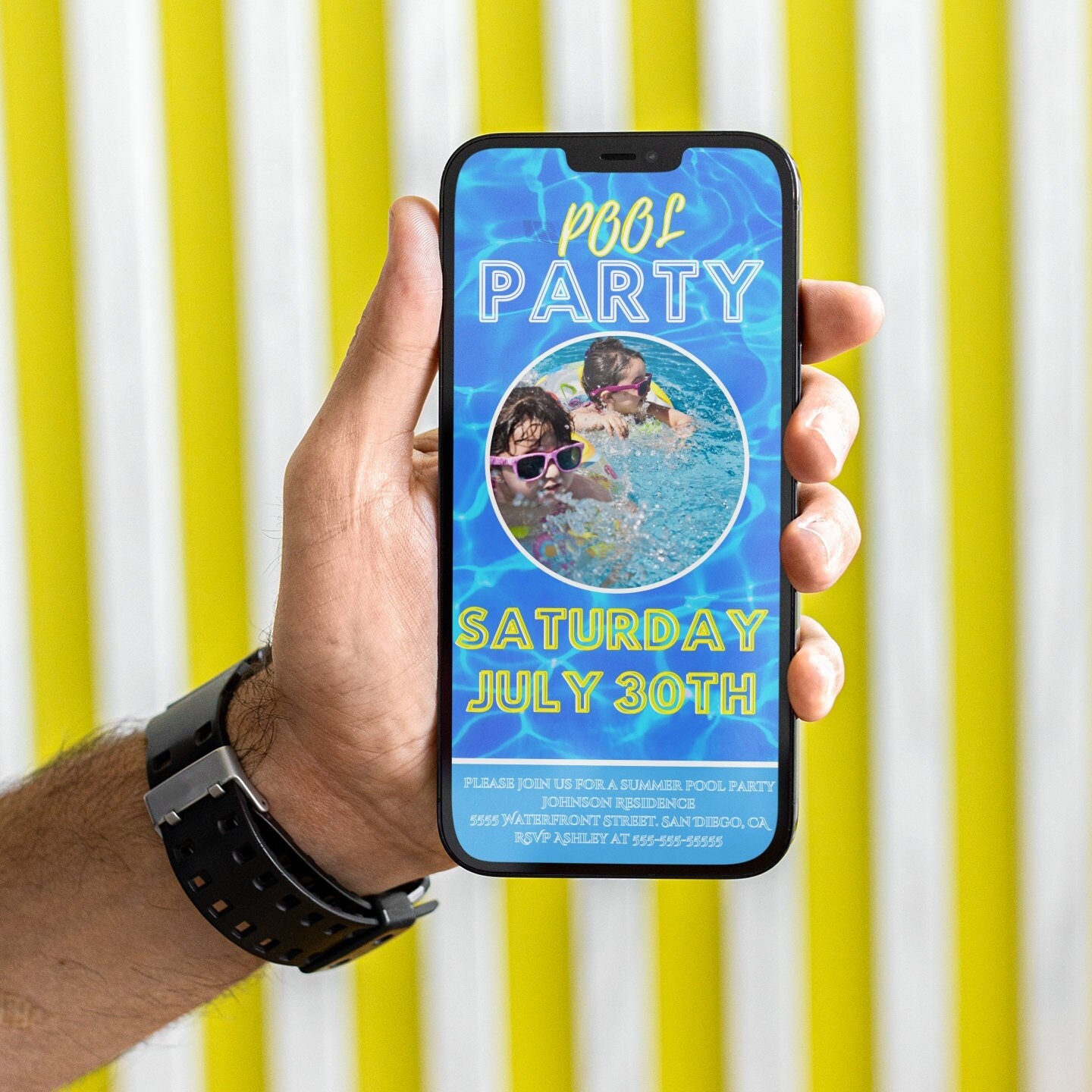 Pool Party Text Birthday Invitation, Evite Birthday iPhone Invitation ...