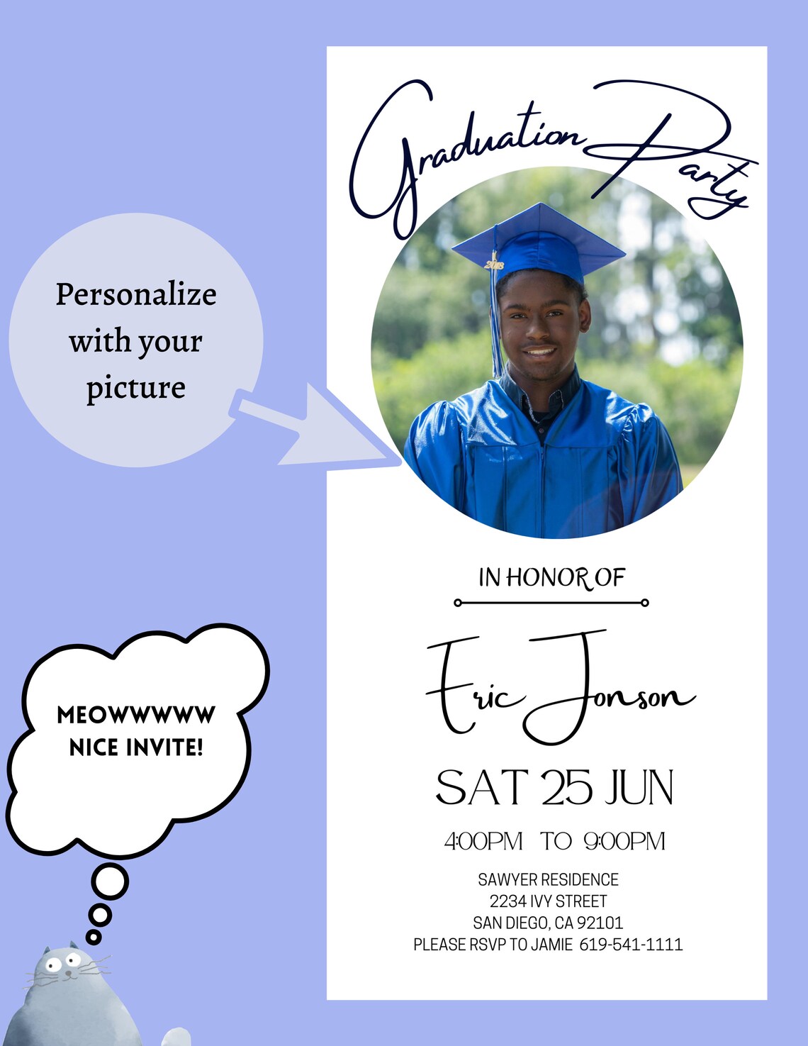 Electronic Graduation Invitation Template, Graduation Announcement ...