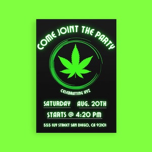 Electronic Cannabis Party Invitation Template, Digital Weed Party ...