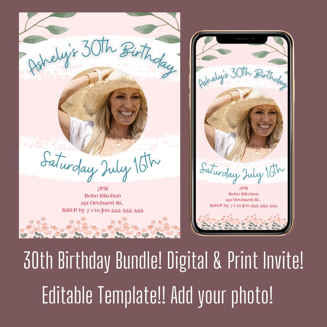 BOHO Birthday Invite, Instant Download, Boho Invite, Boho Birthday ...