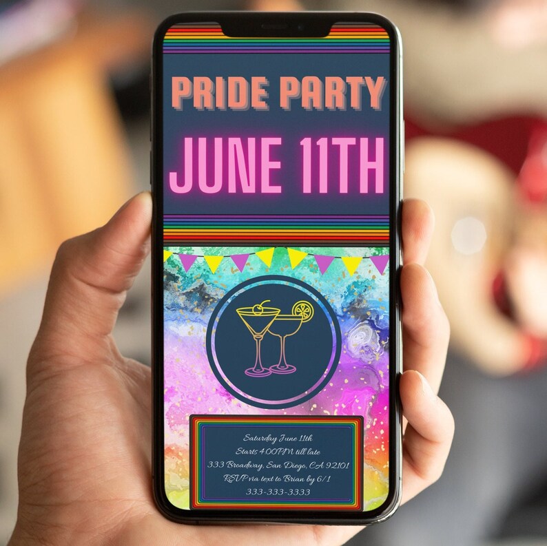 LGBTQ Party Invite, Pride Party Invitation, Rainbow, Invitation, LGBTQ ...