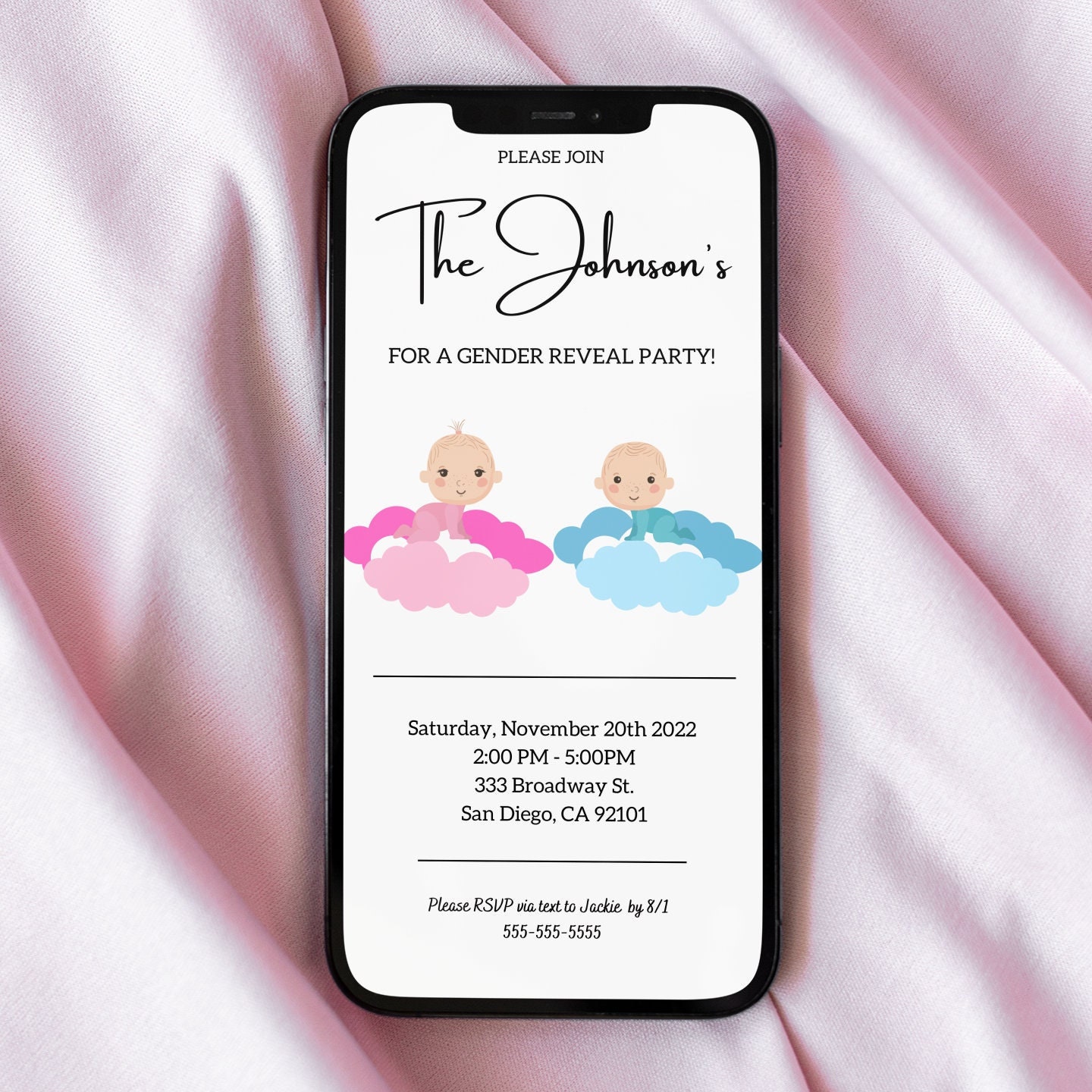 Gender Reveal Invitation Template, Gender Reveal Party Invite, Editable ...