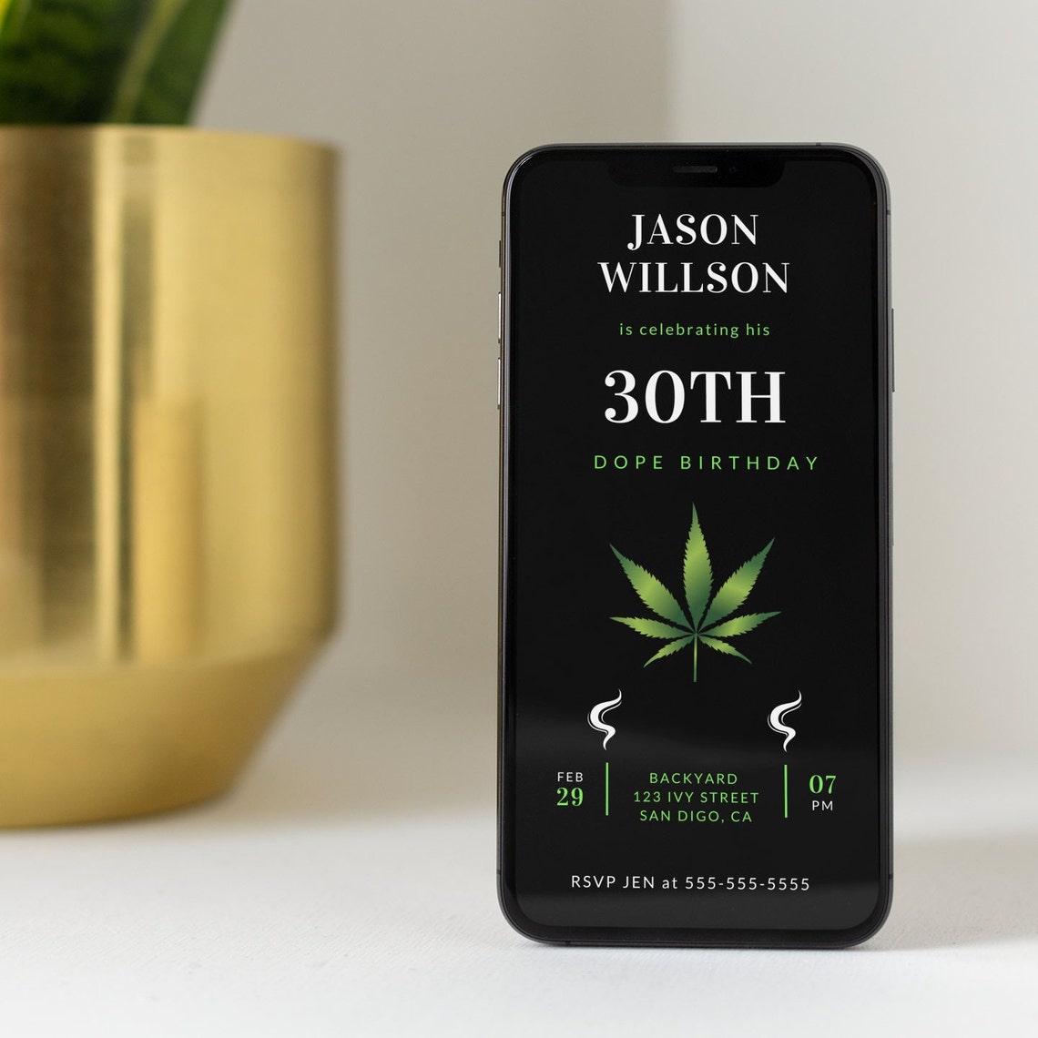 Cannabis Invitation, Weed Invitation, Marijuana Invitation, Birthday ...