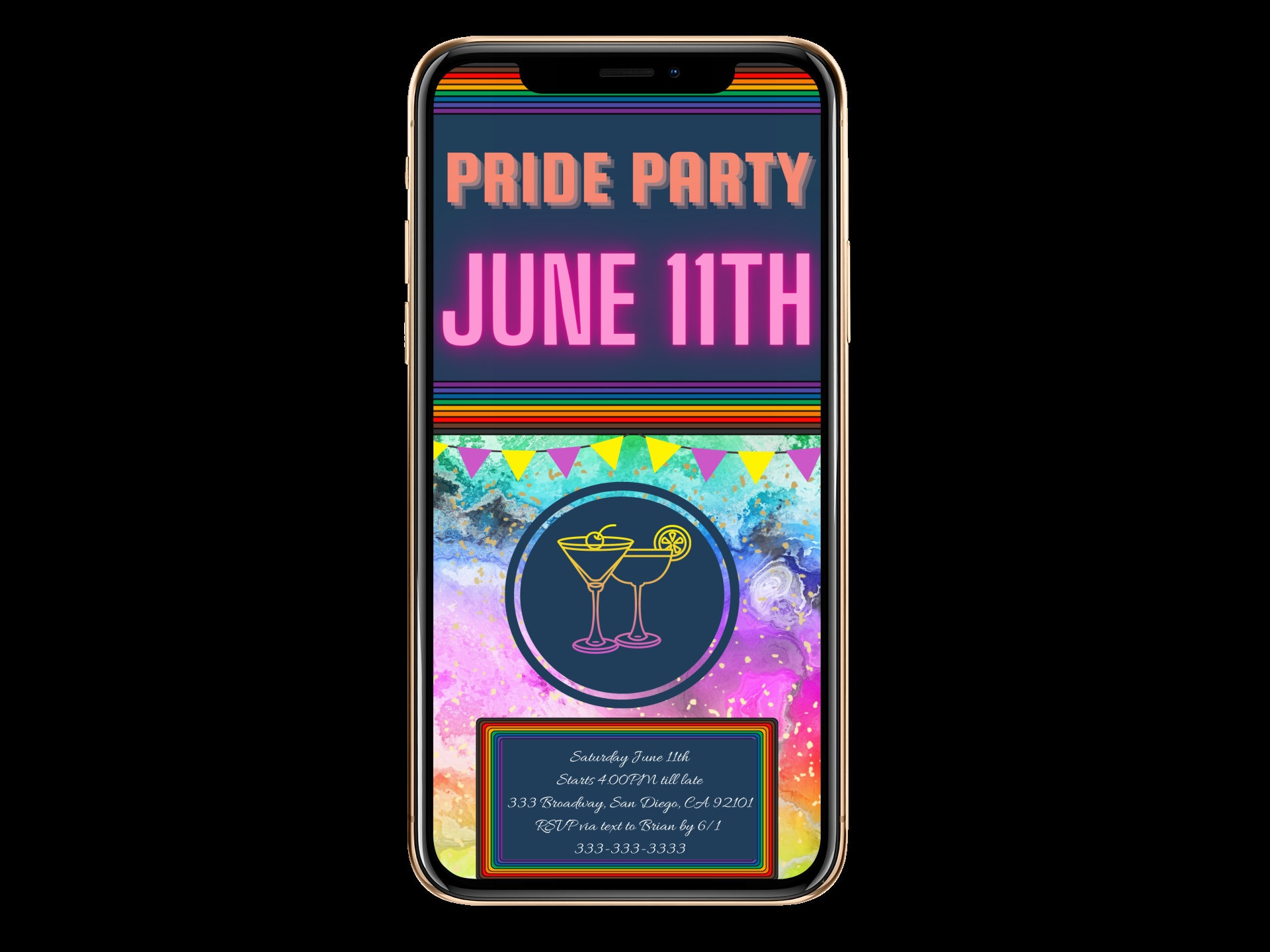 LGBTQ Party Invite, Pride Party Invitation, Rainbow, Invitation, LGBTQ ...