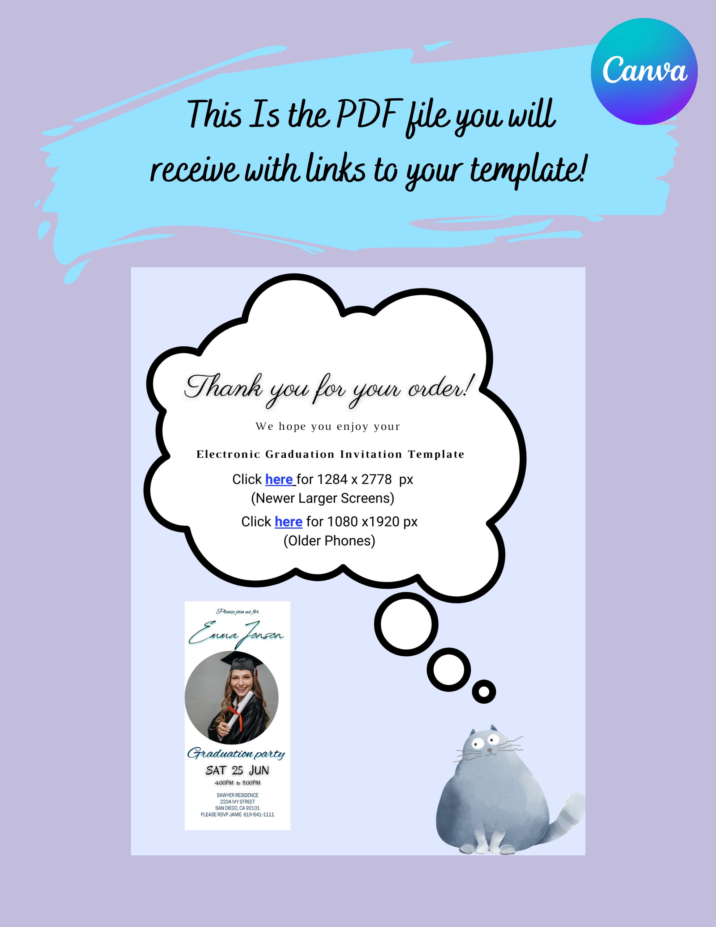 Blue Graduation Invitation Template, Graduation Announcement ...