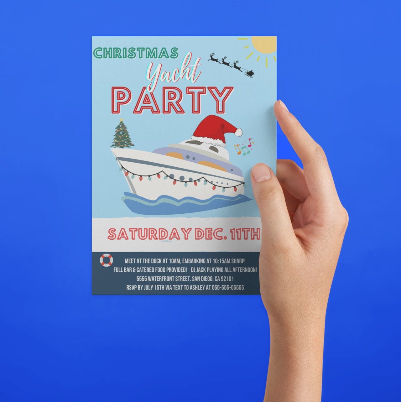Christmas Boat Parade Invitation Template, Christmas Boat Party ...