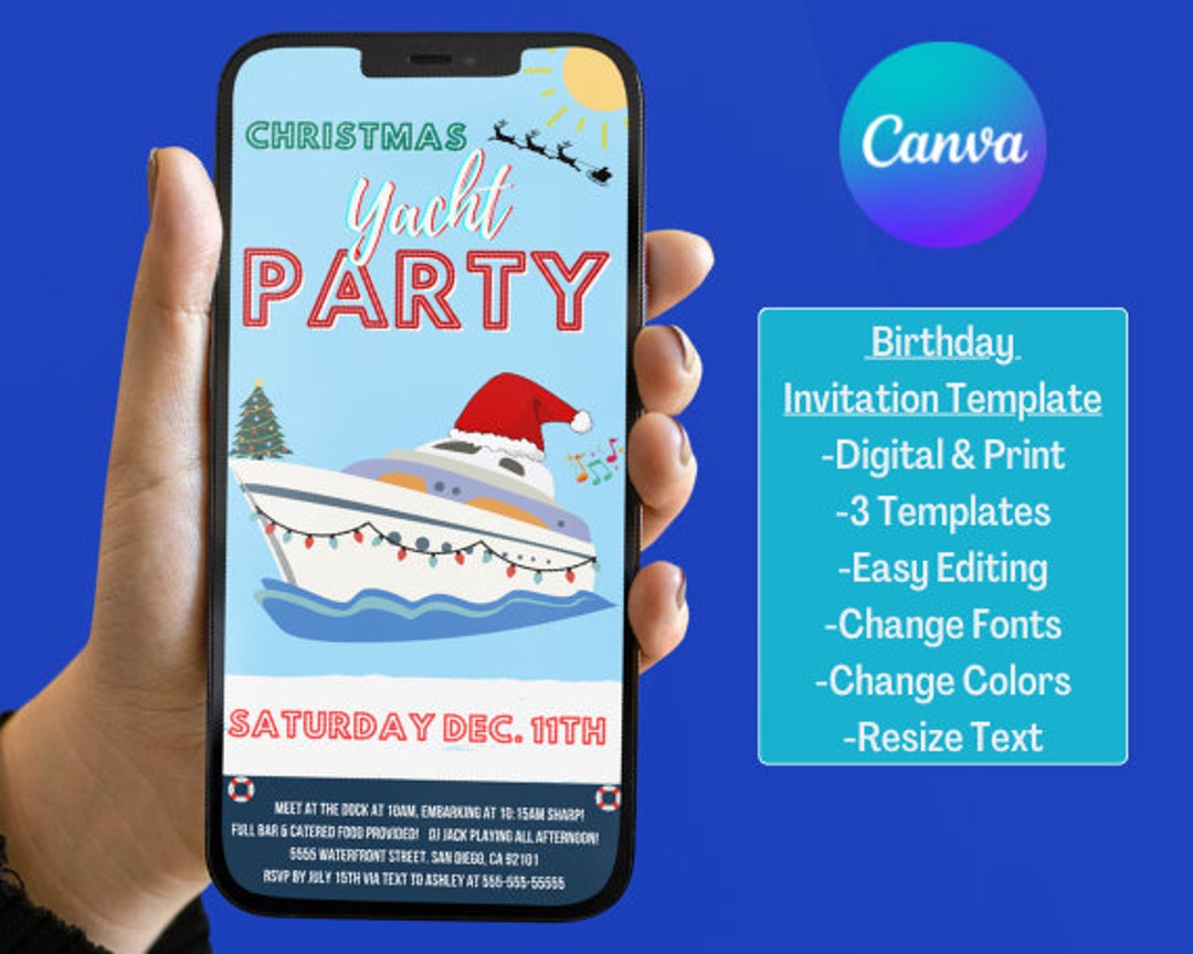 Christmas Boat Parade Invitation Template, Christmas Boat Party ...