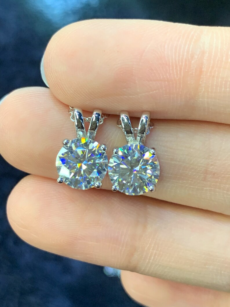 2ct Round Certified Lab Diamond Necklace, Moissanite Diamond Pendant Necklace, S925 Silver ...