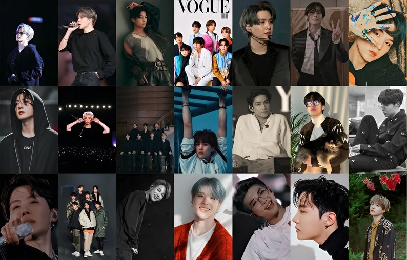 Bts Aesthetic Wall Collage Kit / Bts Wall Photo Collage / Bts Wall Art ...