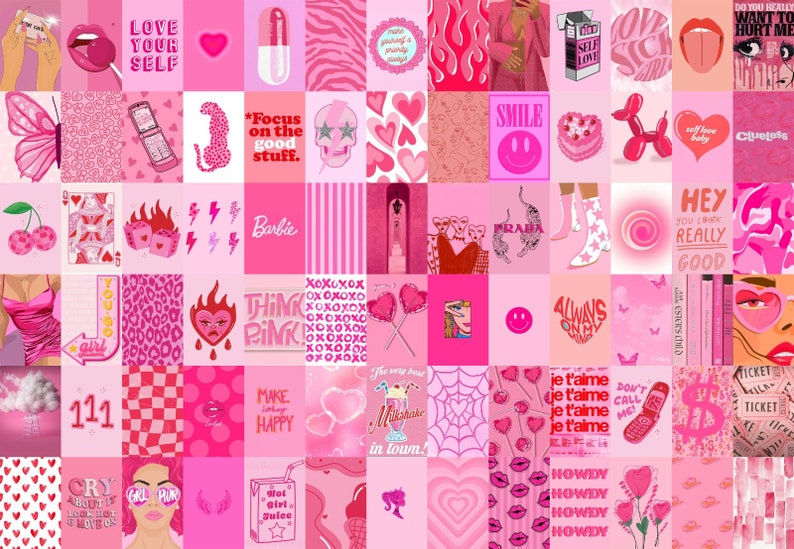 Pink Preppy Wall Collage Kit Pink Poster Collage Pink - Etsy