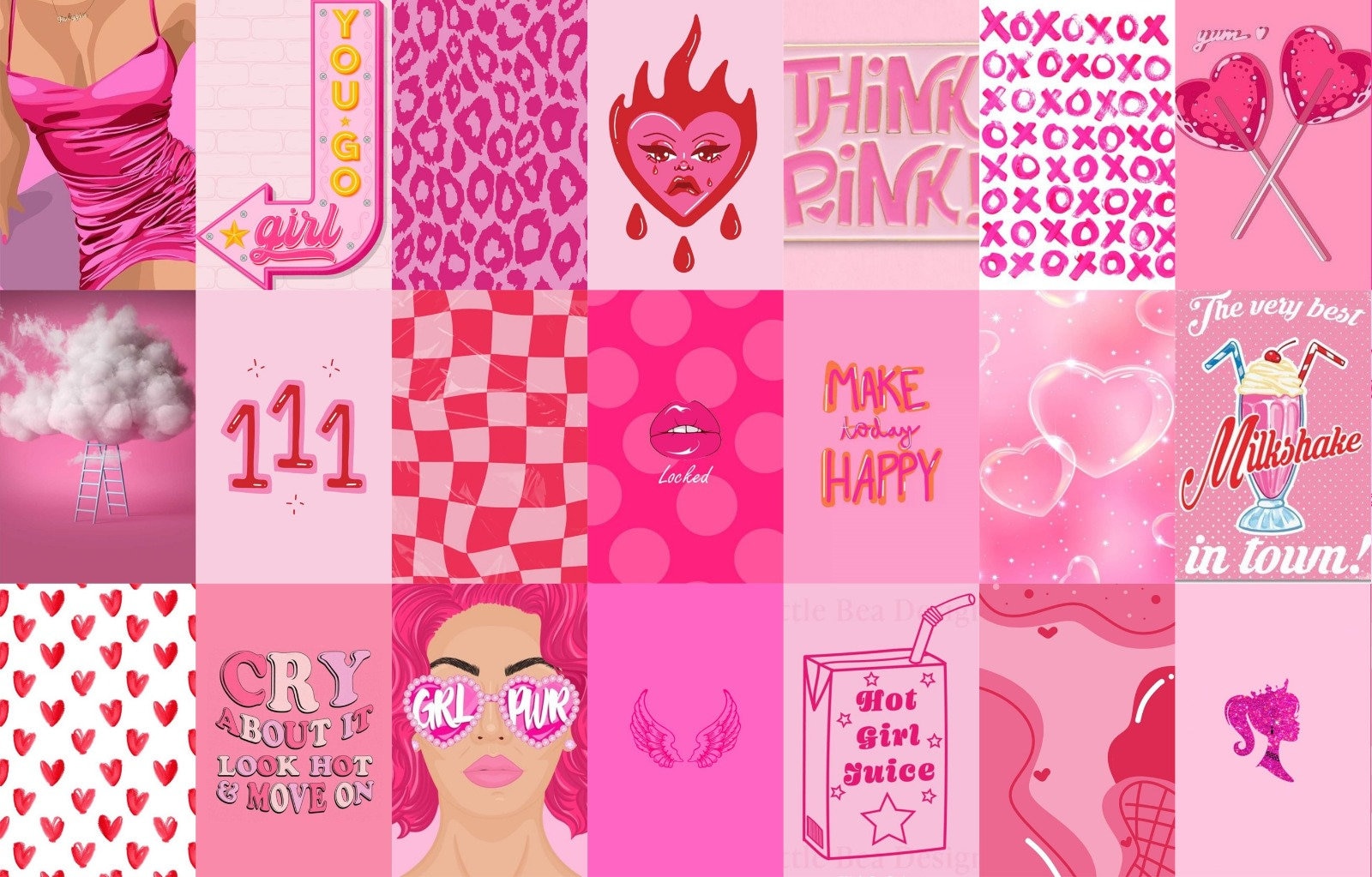Pink Preppy Wall Collage Kit Pink Poster Collage Pink - Etsy