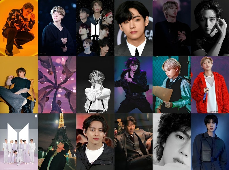 Bts Aesthetic Wall Collage Kit / Bts Wall Photo Collage / Bts Wall Art ...