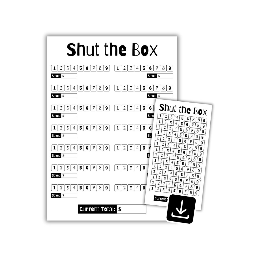 Shut the Box Savings Challenge A6 Zipper Pocket A4 B&W Sinking Funds ...