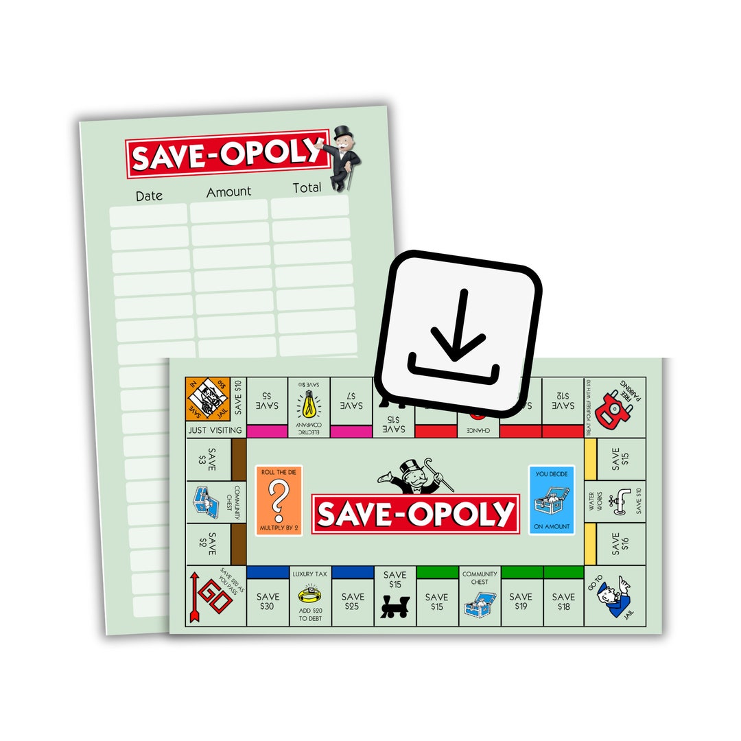 SAVE-OPOLY Savings Challenge and Tracker | A6 Binder Clip in | Cash ...