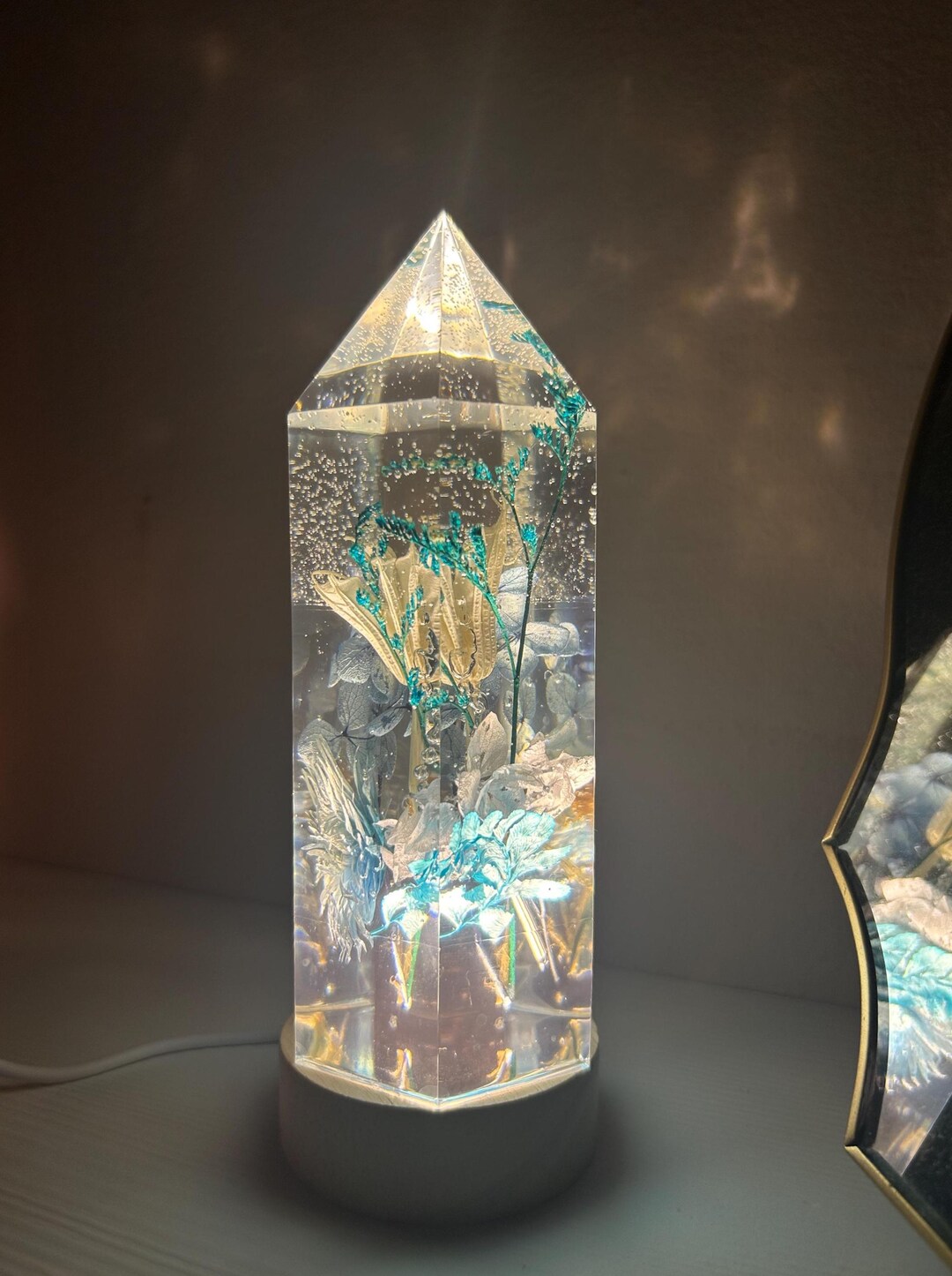 Flower Lamp, Epoxy Resin USB LED Lamp, Christmas Gift for Flower Lover ...
