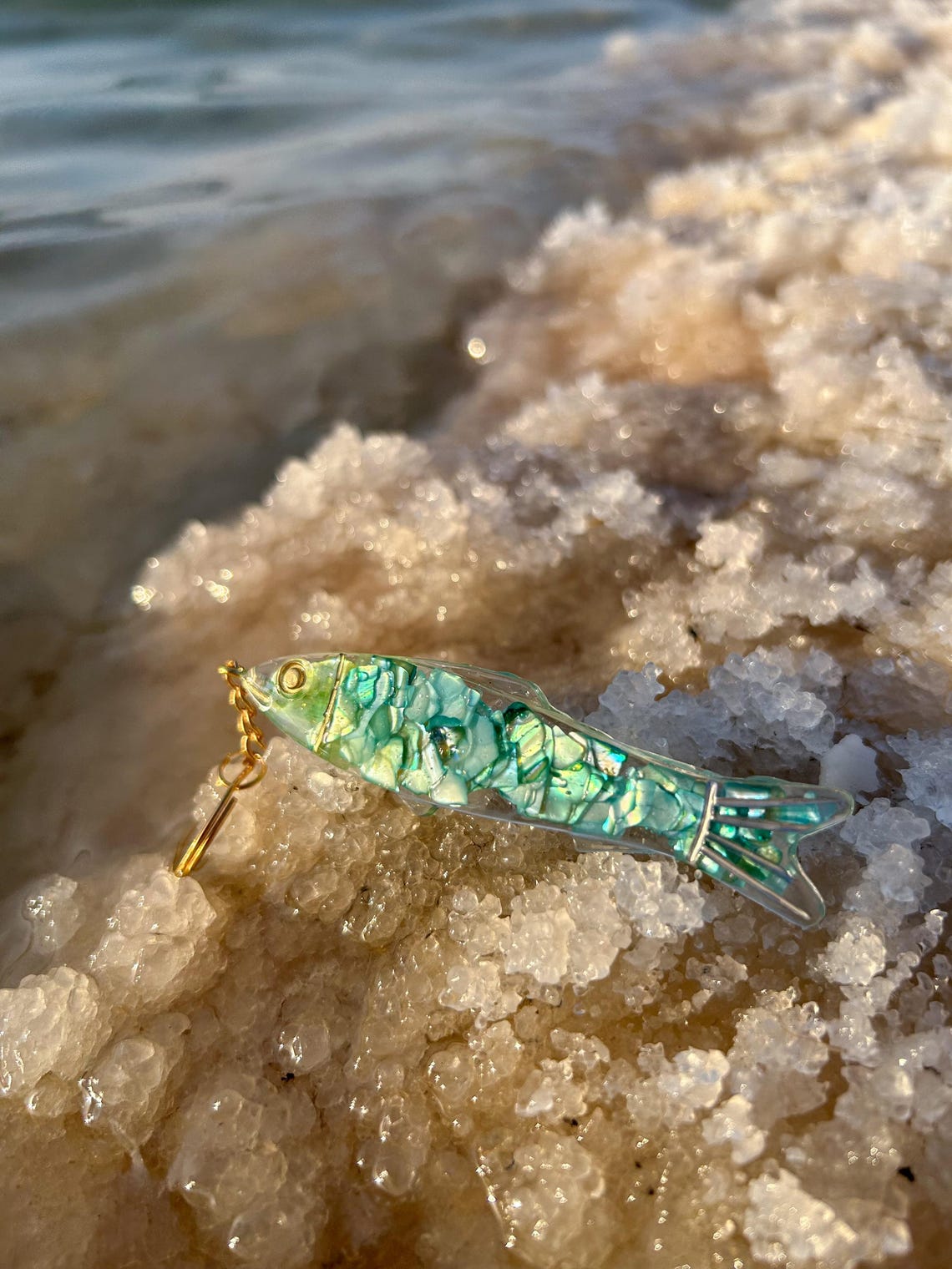 Resin Sardine Keychain: Abalone Stone, Hand-painted Ocean Hanger - Etsy