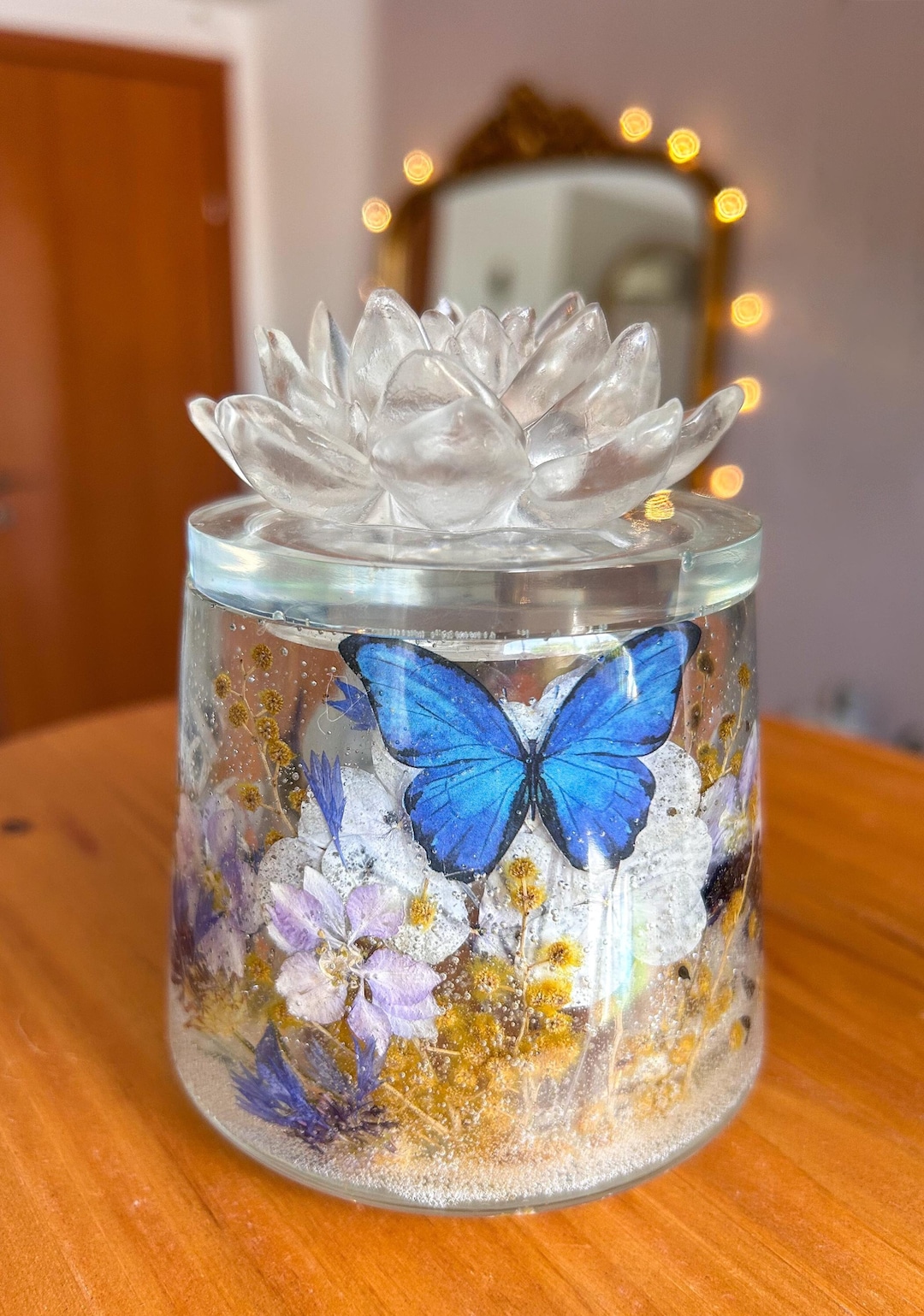 LIMITED TIME SALE Blue Monarch Butterfly Dried Flowers Jewelry Box ...
