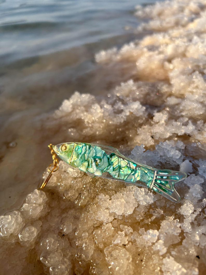 Resin Sardine Keychain: Abalone Stone, Hand-painted Ocean Hanger - Etsy
