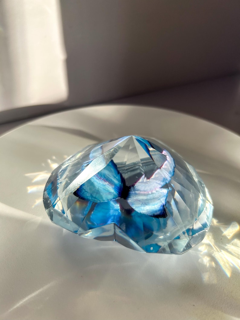 Blue Monarch Butterfly Resin Paperweight: Heart-shaped Desk Decor - Etsy