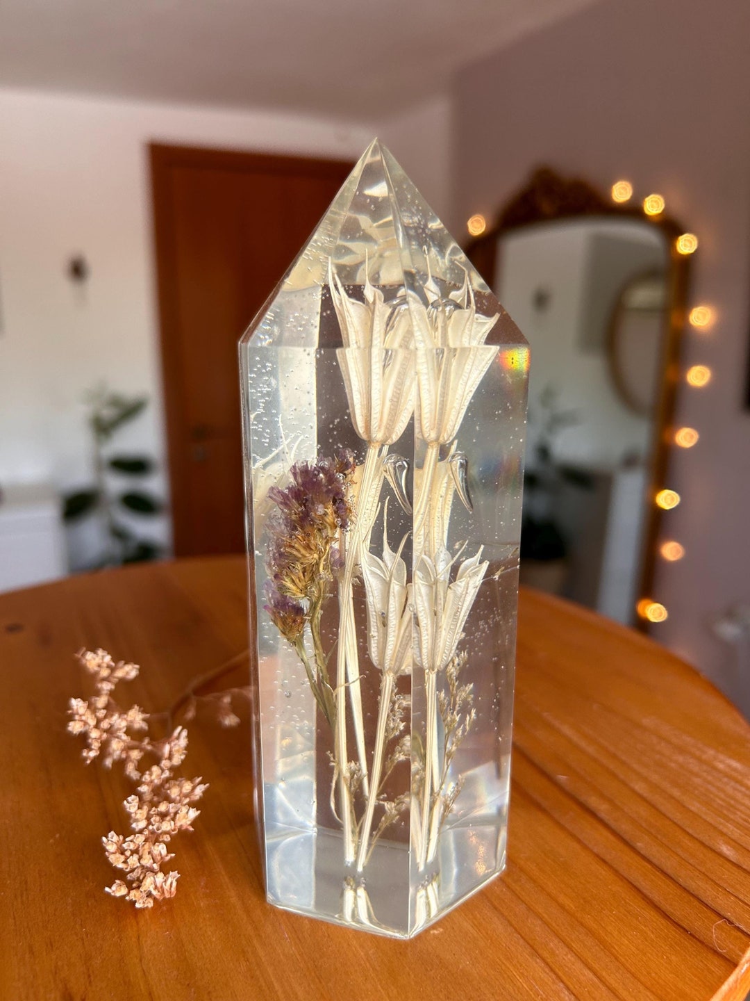 Dried Flower Resin Tower: Botanical Home Decor (15cm X 6cm) - Etsy