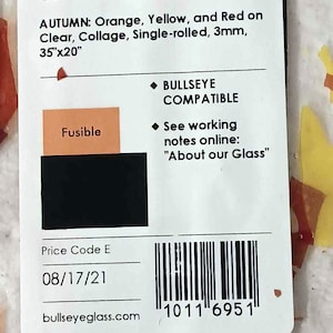 Bullseye 90 COE Confetti on Clear Fusible Glass 3"x6.75", 3" X 4.75 ...