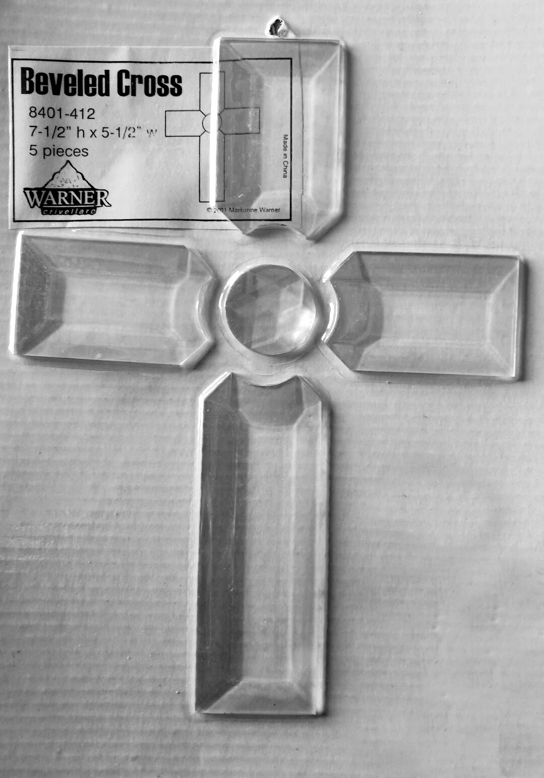 Clear Bevel Cross With Jewel Glass Center Cluster Kit. 7 1/2 X 5 1//2 ...