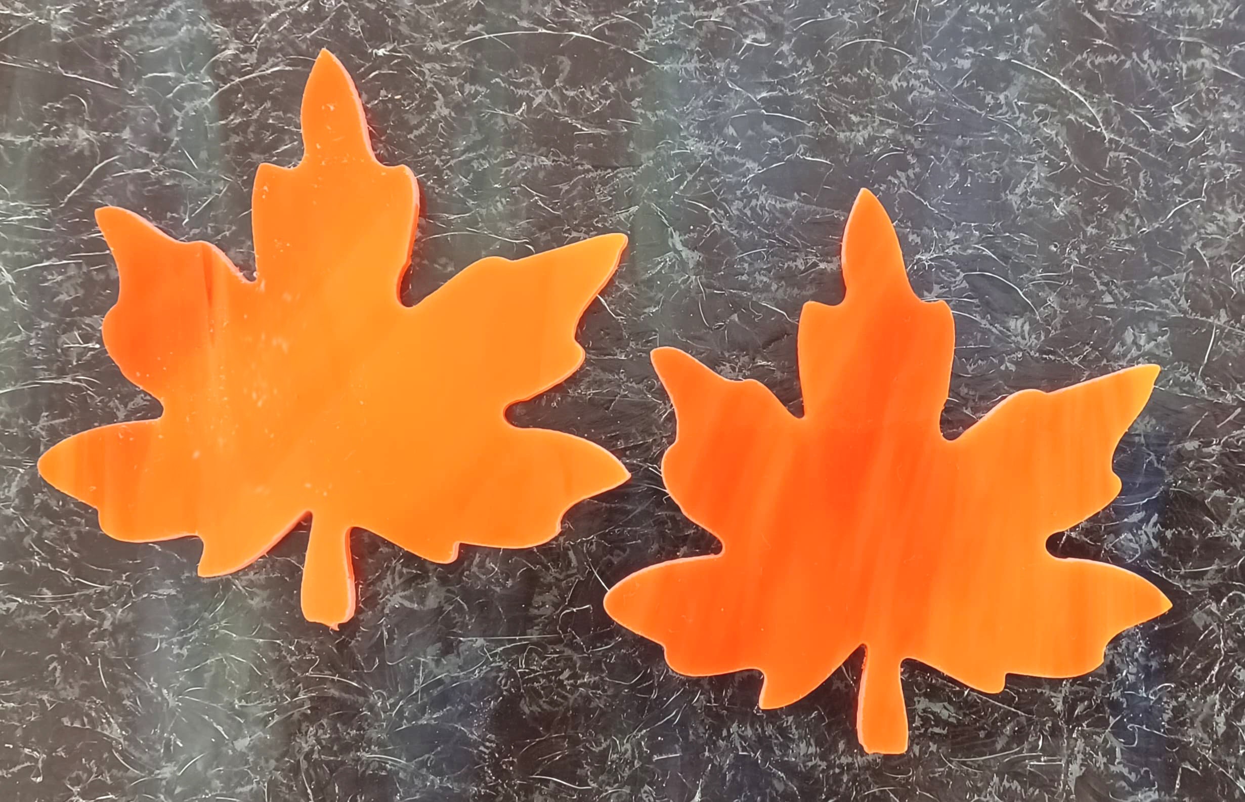 96 COE Precut Stained Glass Maple Leaves. 2 Orange Precut 3 X 3 Maple ...