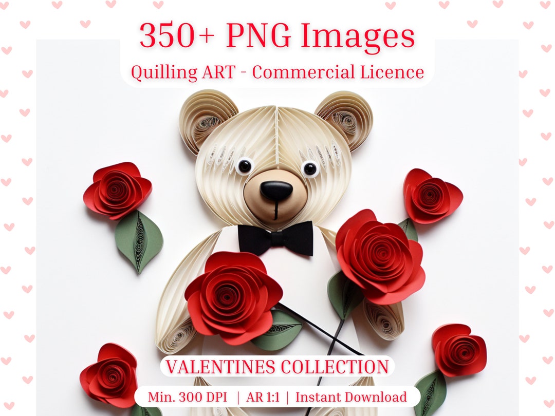 Quilling Art Bundle, Valentines Day and Romantic Images - PNG Clip Art ...