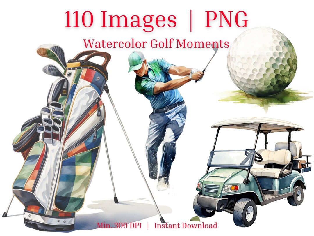 Watercolor Golf Graphics PNG - Digital Art, Clip Art, Sublimation, Ai ...