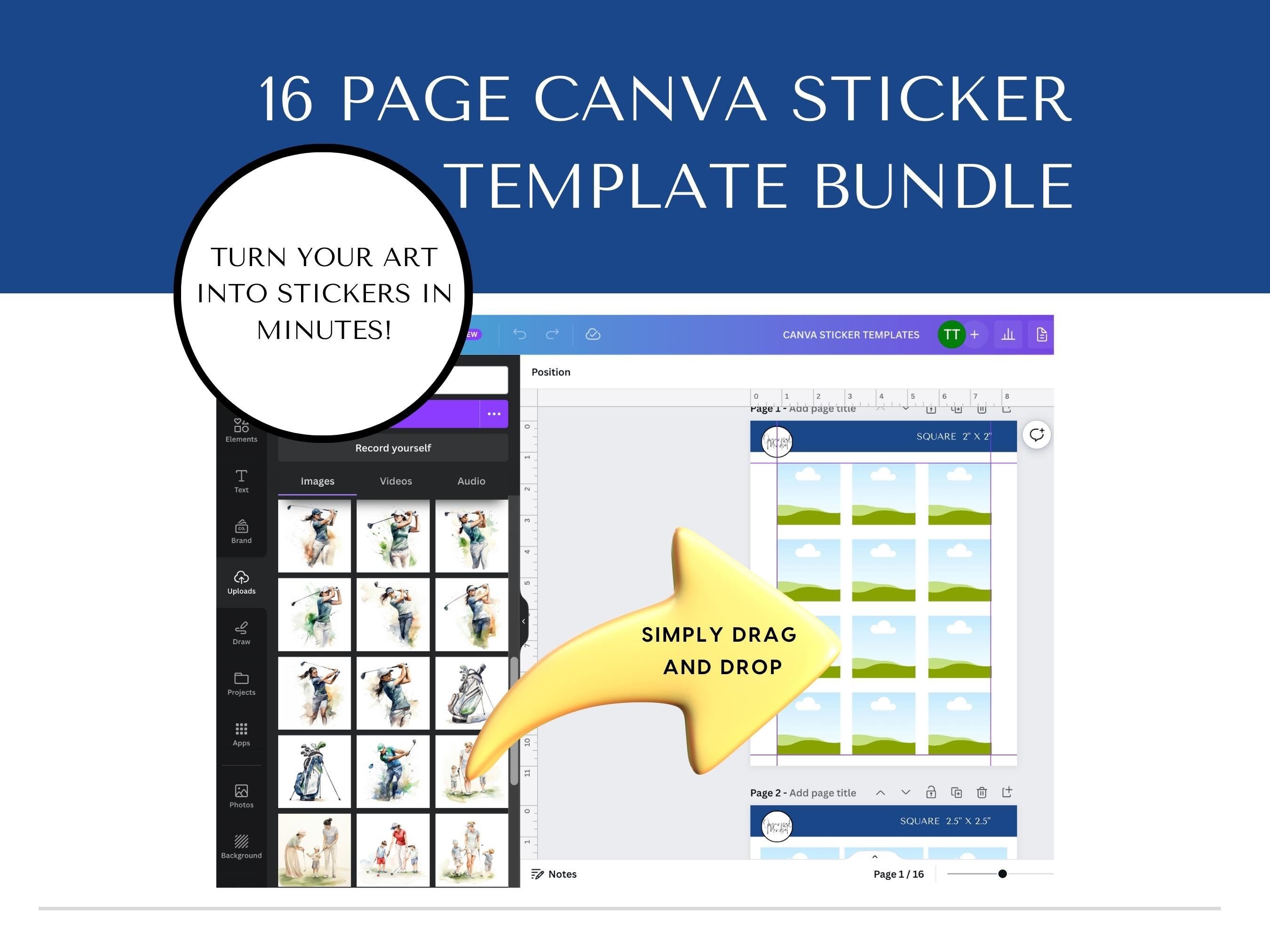 Canva STICKER Template Bundle to Create Stickers in Multiple - Etsy