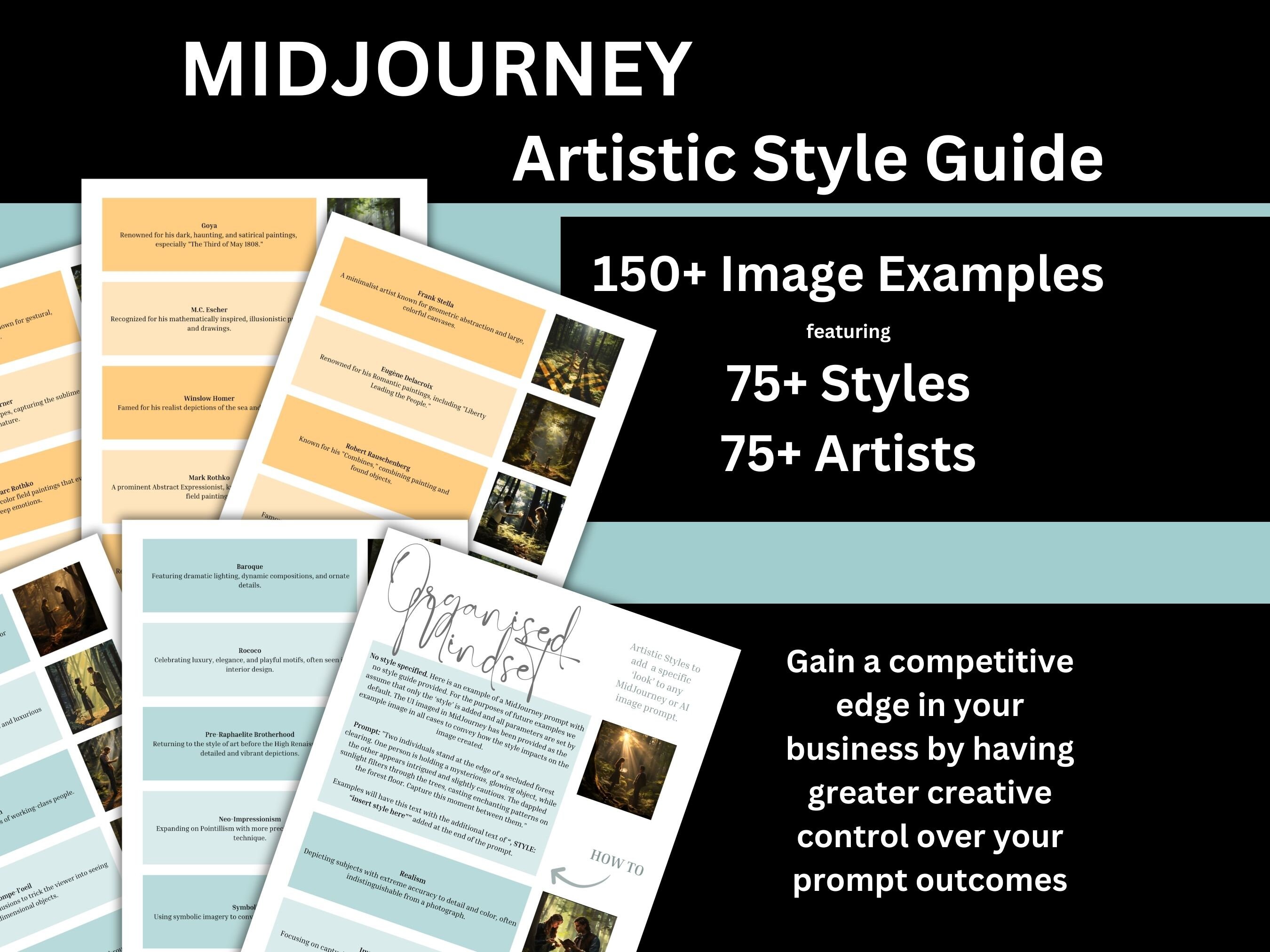 Midjourney Artistic Style Guide 150 Image Examples digital Download
