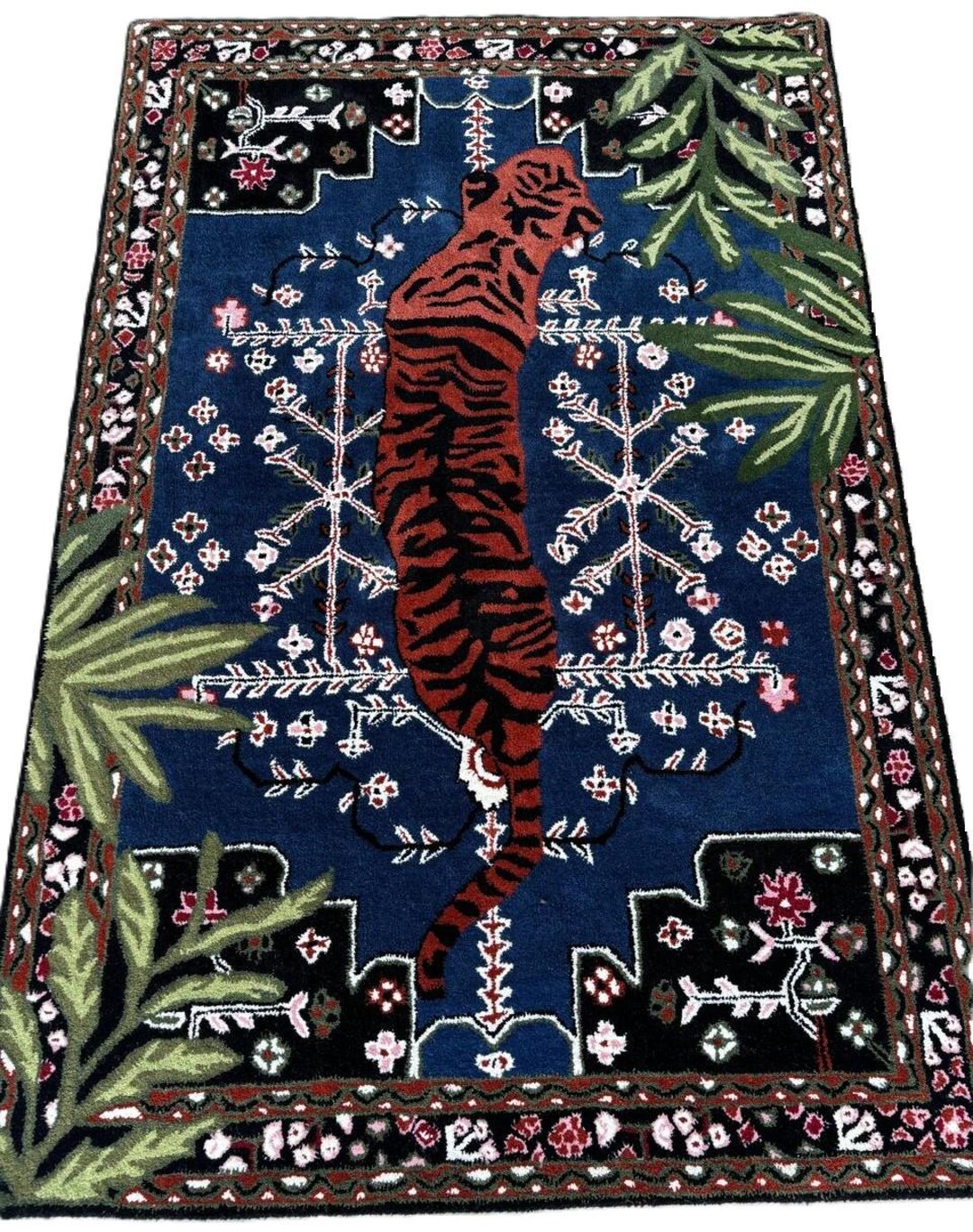 Hand Tufted Bengal Tiger Rug Multi Colored Anthro Bengal Rug Blue Tiger ...