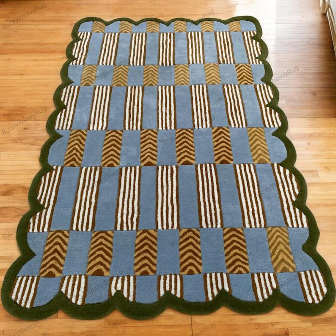 Hand Tufted Matilda Goad Plaid Throw Rug Custom Hand Tufted Wool ...