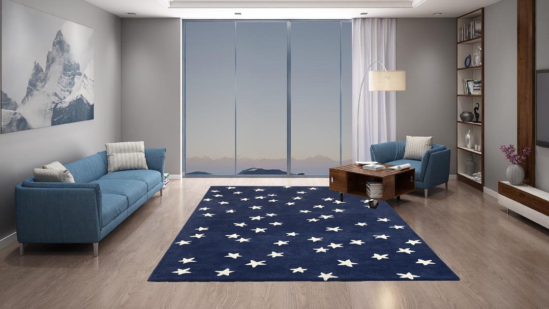 Star Rug Kids Rug Starry Skies Rug Pink Nursery Rug Star Blue Rug, Navy ...