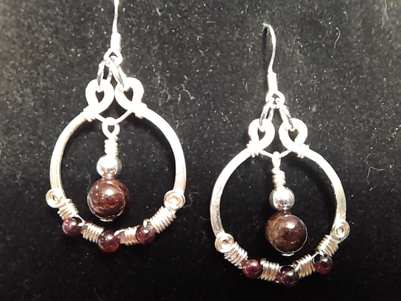 Garnet on Handmade Copper Hoops Silver Finish - Etsy